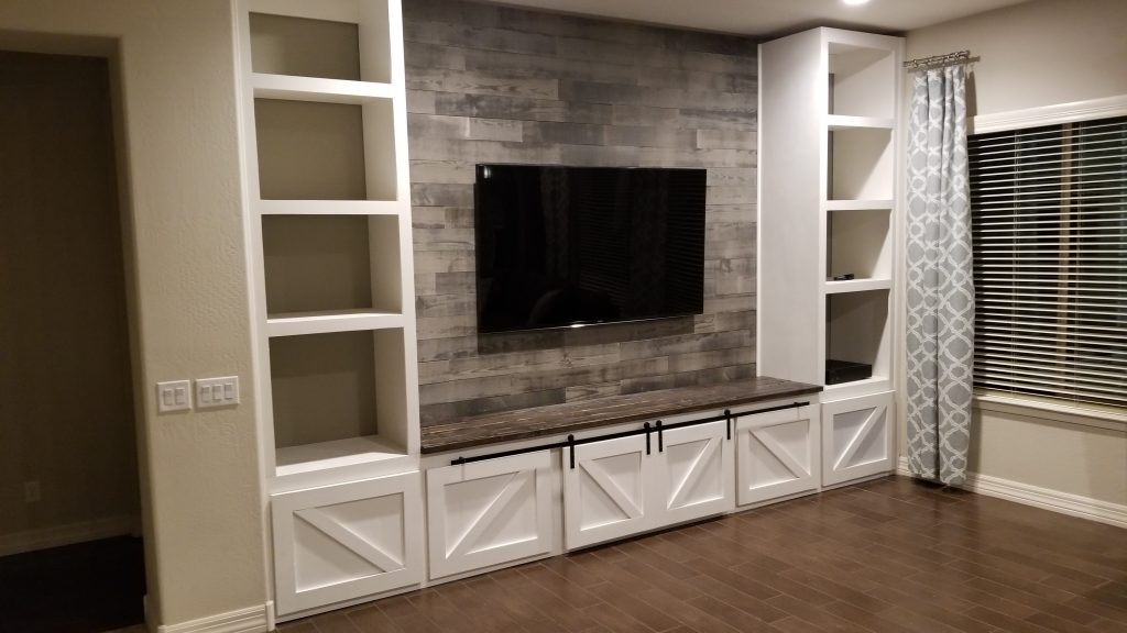 Farmhouse Entertainment Center Built in - TripleDigit Wood Design